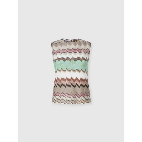Missoni Sleeveless Crewneck Top In Viscose Lamé With Snake Motif - Multicoloured