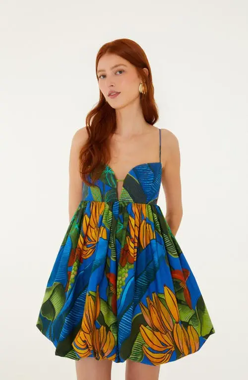 Farm Rio Banana Grapes Organic Cotton Mini Dress