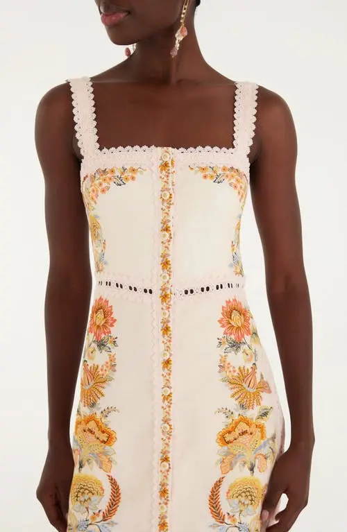Farm Rio Linen Button Front Minidress - Pink