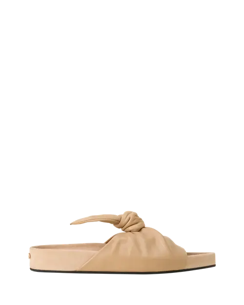 LANVIN Cocoon Flat Leather Mule With Bow Detailing - Beige