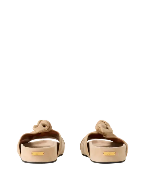 LANVIN Cocoon Flat Leather Mules With Bow Detail - Beige