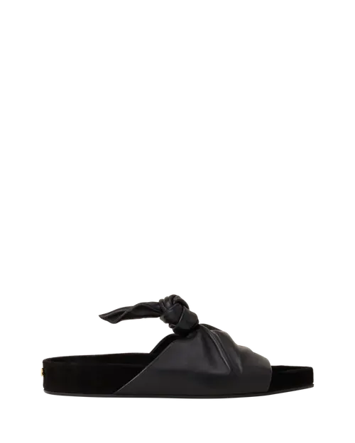 LANVIN Cocoon Flat Leather Mules With Bow Detail