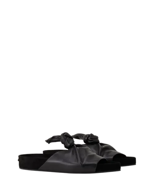 LANVIN Cocoon Flat Leather Mules With Bow Detail