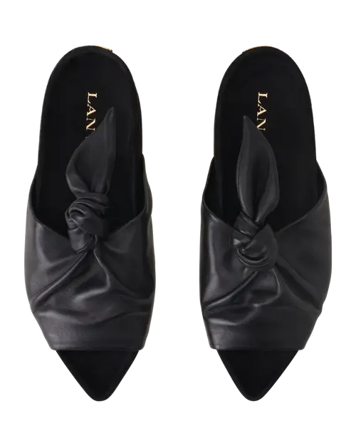 LANVIN Cocoon Flat Leather Mules With Bow Detail