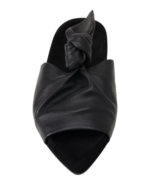LANVIN Cocoon Flat Leather Mules With Bow Detail