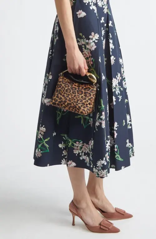 Erdem Mini Bloom Genuine Calf Hair Bag With Sculptural Flower Handle - Leopard