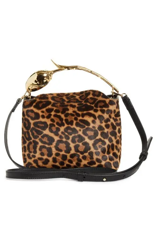 Erdem Mini Bloom Genuine Calf Hair Bag With Sculptural Flower Handle - Leopard