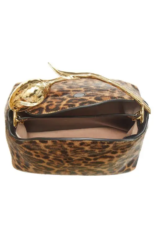 Erdem Mini Bloom Genuine Calf Hair Bag With Sculptural Flower Handle - Leopard