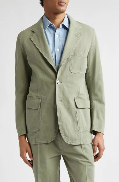 DRAKE'S Cotton Herringbone Blazer