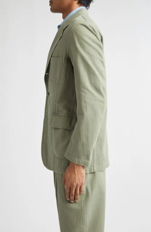 DRAKE'S Cotton Herringbone Blazer