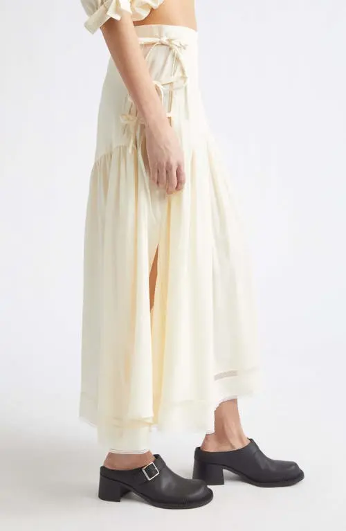 Rabanne Side Bows Crepe Midi Skirt - Ecru