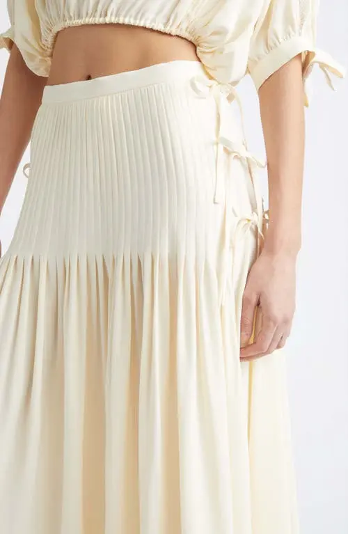 Rabanne Side Bows Crepe Midi Skirt - Ecru