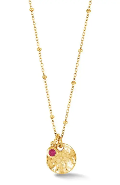 DOWER & HALL Hammered Disc & Ruby Array Necklace - Yellow Gold Vermeil