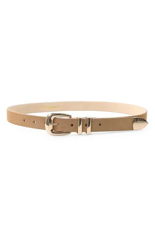 PETIT MOMENTS Atlas Faux Leather Belt - Beige Suede/gold