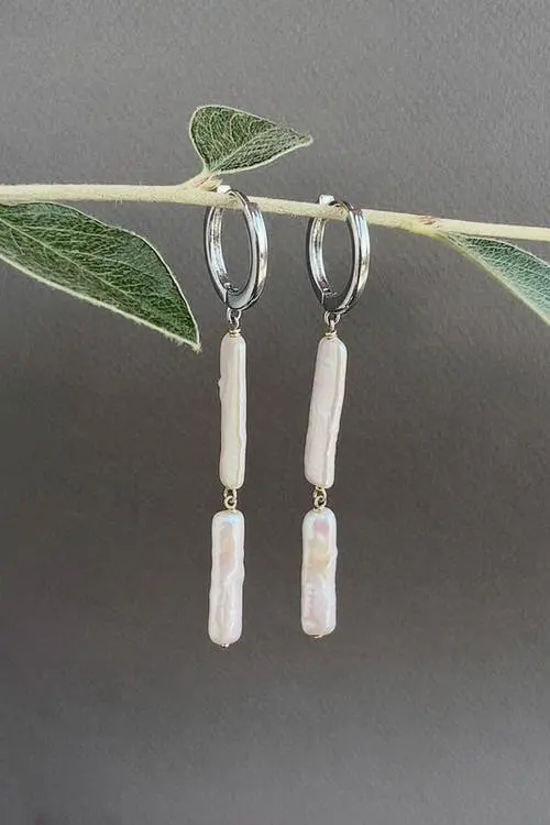 ASTOR & ORION Ariko Pearl Drop Huggie Earrings - Silver