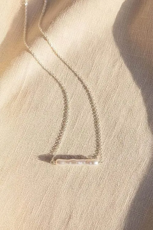 ASTOR & ORION Maris Pearl Bar Necklace - Silver