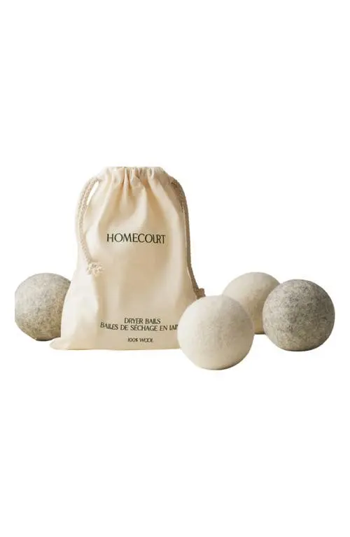 HOMECOURT Set Of 4 Wool Dryer Balls With Storage Bag - No Color