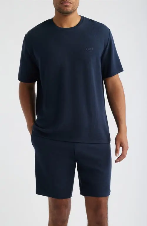 BOSS Rib Modal T-shirt & Pajama Shorts Set - Navy