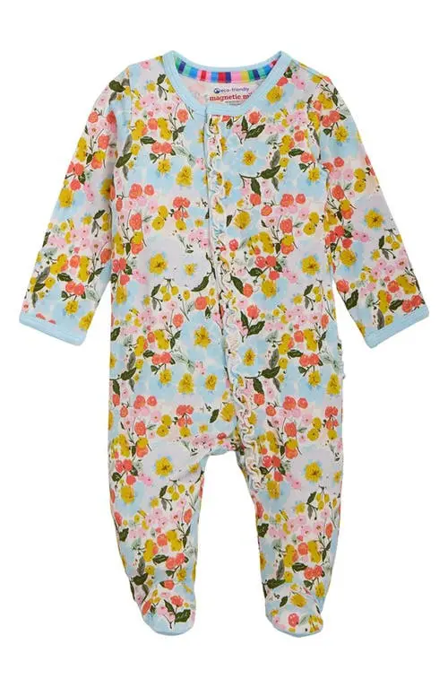 MAGNETIC ME Floral Print Footie With Ruffle Detail - Serap