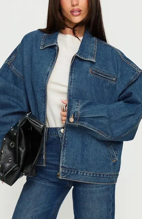 Princess Polly Riina Bomber Jacket - Denim
