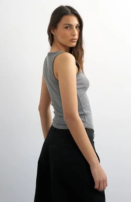 Topshop Ribbed Stretch Cotton Scoop Neck Tank - Grey