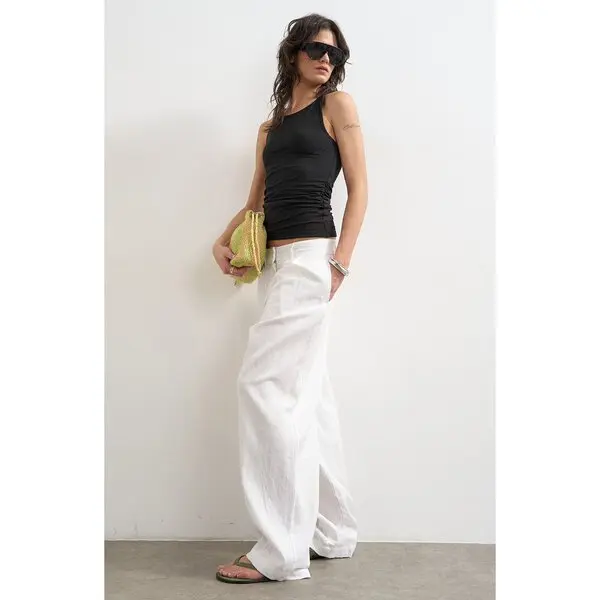 Topshop Knotted Shoulder Ruched Tank Top