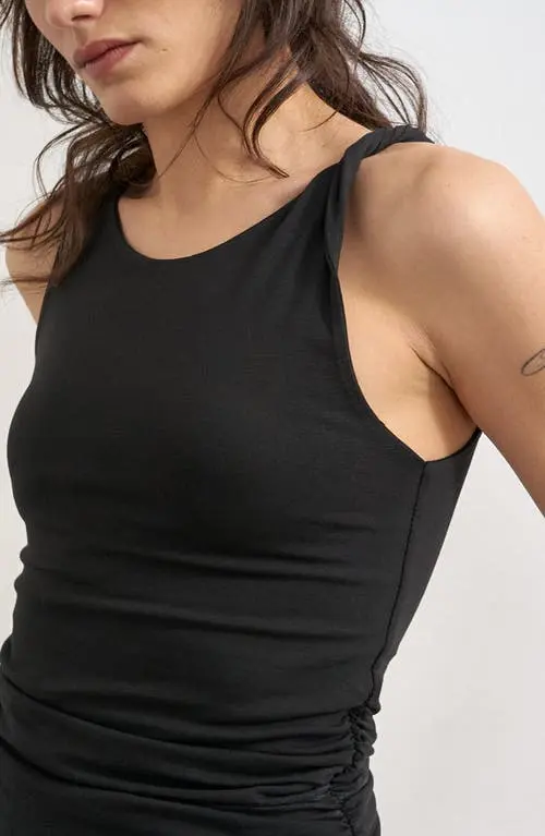 Topshop Knotted Shoulder Ruched Tank Top