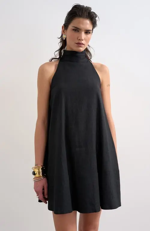 Topshop Linen Blend Trapeze Mini Dress