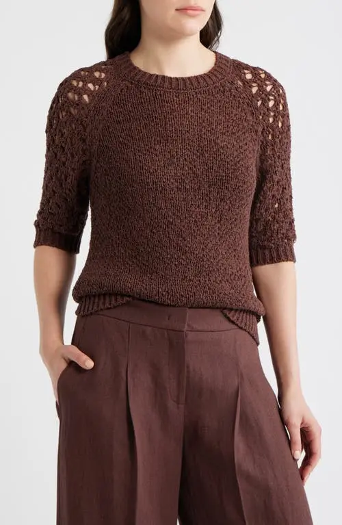 BOSS Fanuka Tape Yarn Open Knit Top - Mocha