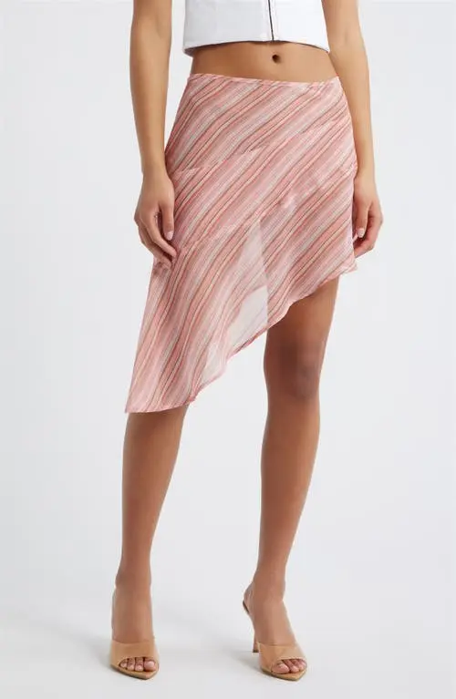 BELLA VENICE Harley Asymmetric Miniskirt - Pink Stripe