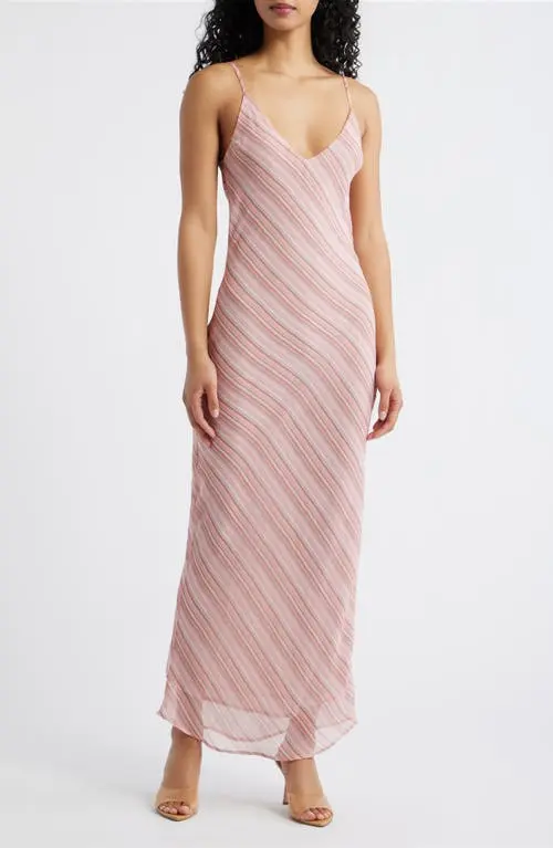 BELLA VENICE Jordan Stripe Maxi Slipdress - Pink Stripe