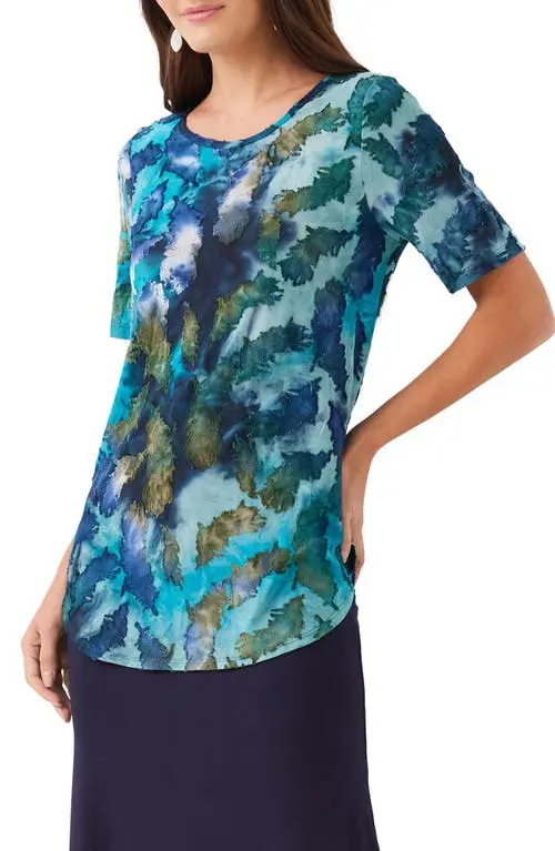 Karen Kane Tie-dye Burnout Shirttail Top - Teal
