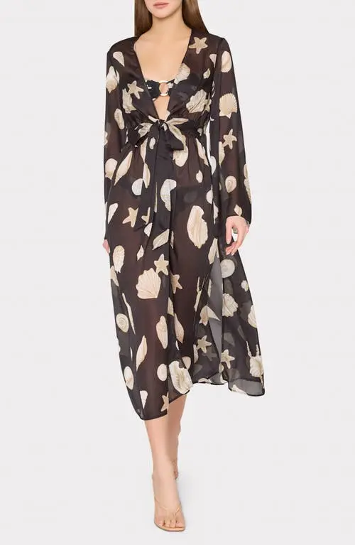 MILLY Vince Seashell Sheer Cover-up - Black/white