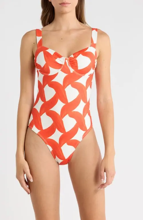 HUTCH Barrett Underwire One-piece Swimsuit - Ivory/coral