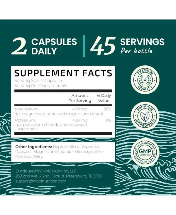 NOBI NUTRITION Potassium Magnesium Capsules