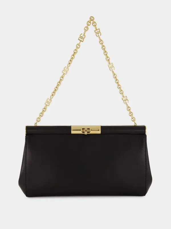Dolce & Gabbana Large Marlene Leather Shoulder Bag With Chain Strap - Black