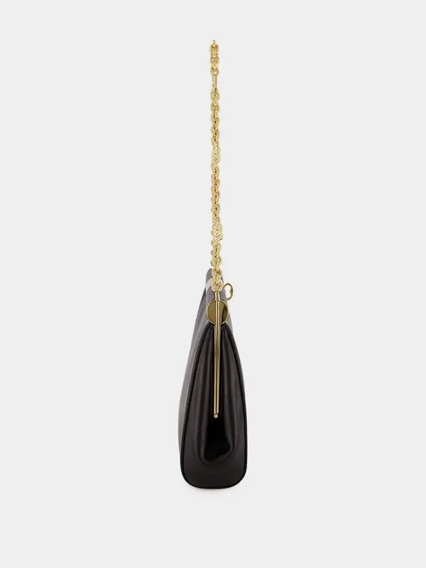 Dolce & Gabbana Large Marlene Leather Shoulder Bag With Chain Strap - Black