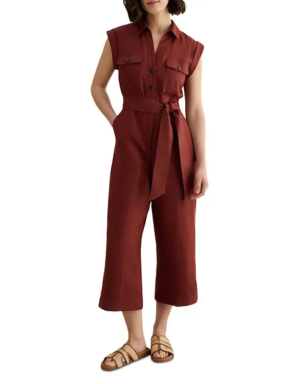 HOBBS LONDON Spencer Linen Jumpsuit - Syrup Brown
