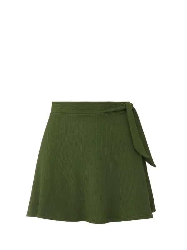 CHANGE OF SCENERY Textured Swim Skirt With Side Tie - Green