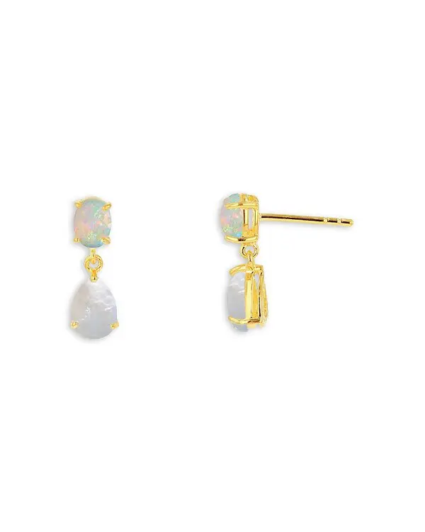 MOON & MEADOW 10k Yellow Opal And Mother Of Pearl Drop Earrings - Gold