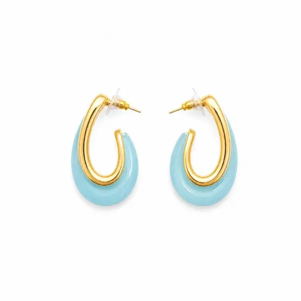 NUVV COLLECTION Sculptural Enamel And Gold Plated Hoop Earrings - Blue