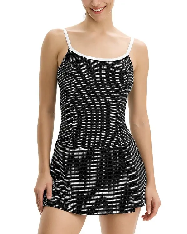 GOTTEX Square Neck Swim Dress - Black White