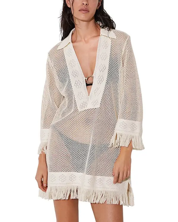 REISS Fabienne Dress Swim Cover-up - Ivory