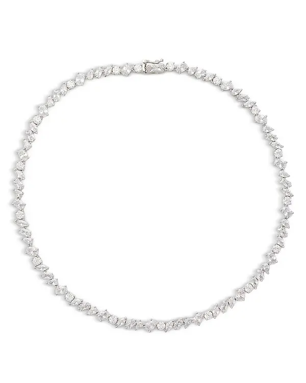 Shashi Pear Tennis Necklace - Silver