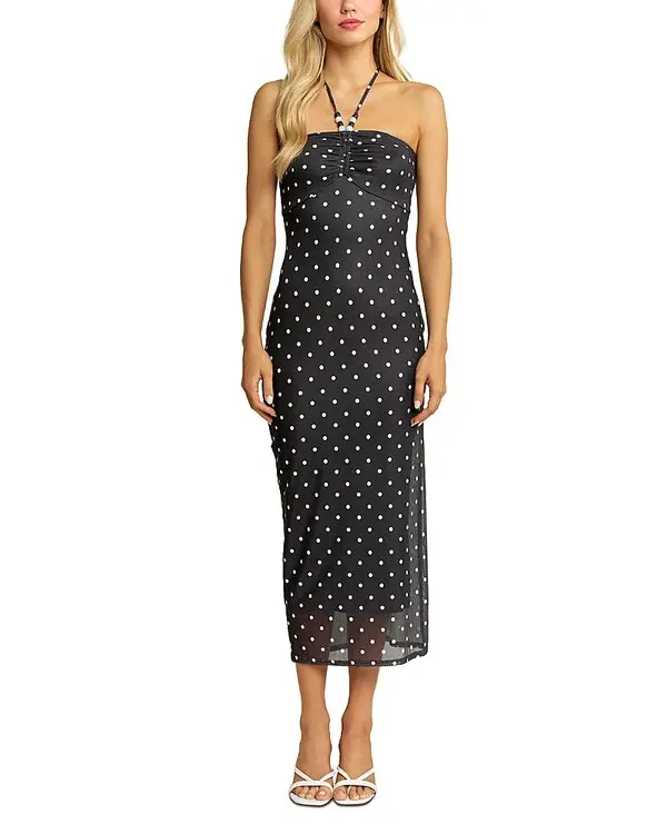 ELEVATOR DISCO Trixie Polka Dot Midi Dress - Black
