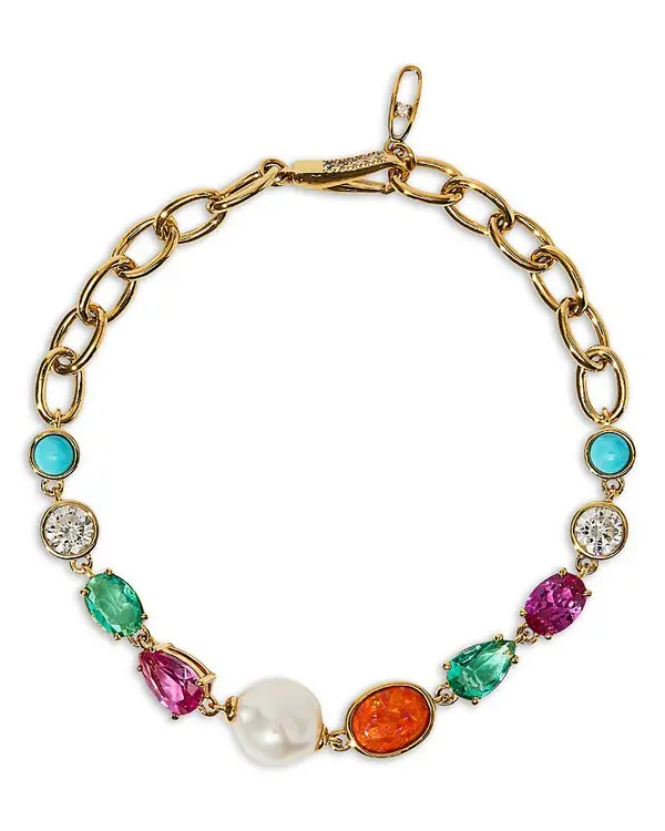 Nadri Frieda Multi Stone Chain Bracelet - Gold