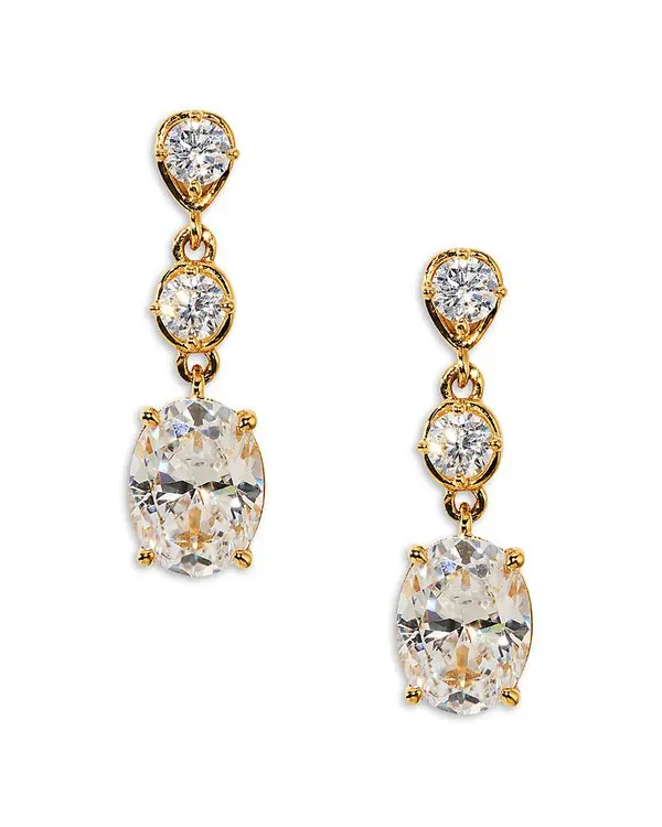 Nadri Cubic Zirconia Linear Drop Earrings - Gold