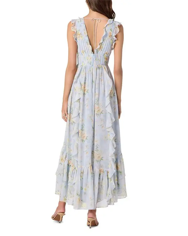 Astr The Label Sleeveless Floral Print Maxi Dress With Ruffles