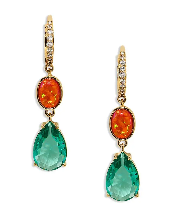 Nadri Multi Stone Drop Earrings - Gold