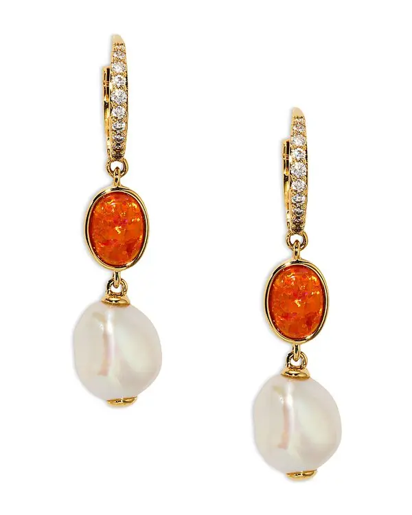 Nadri Frieda Multi Stone Drop Earrings - Gold